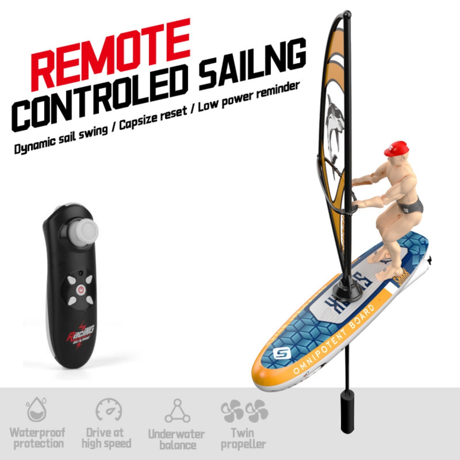 TXT-MATRIX Remote Control Windsurfing Racing Boat Toy - High-Speed RC ...