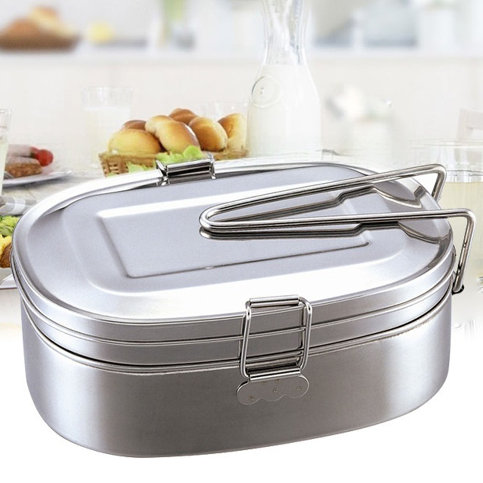 TXYRDXK Stainless Steel Bento Box, Cylindrical 2 Layer for Refrigerator ...