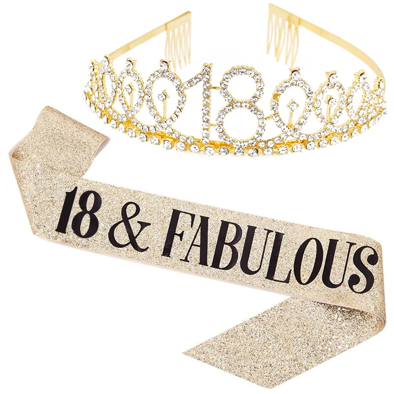 TY"18 and Fabulous" Sash & Rhinestone Tiara Set - 18th Birthday Sash 18 ...
