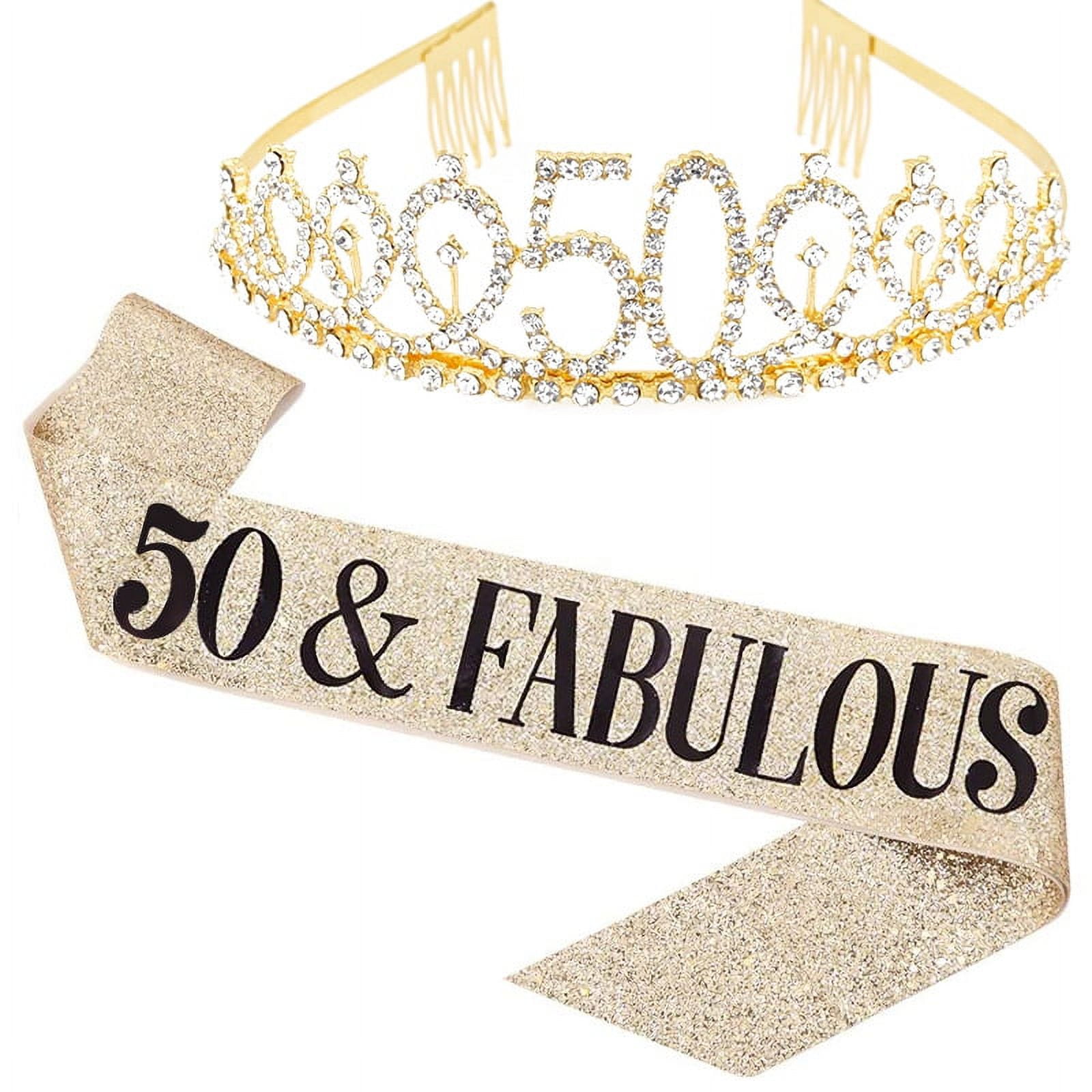 TY "50 and Fabulous" Sash & Rhinestone Tiara Set - 50th Birthday Sash ...