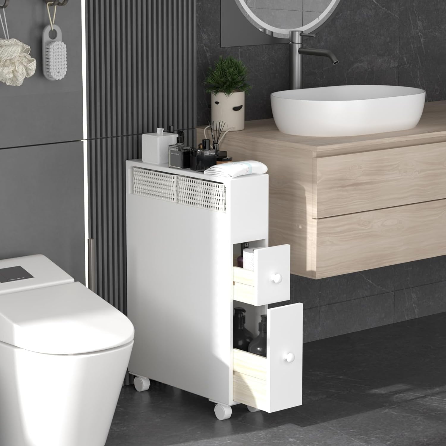 TY ARTS & CULTURE Bathroom Storage Cabinet One-Piece, Bathroom Floor ...