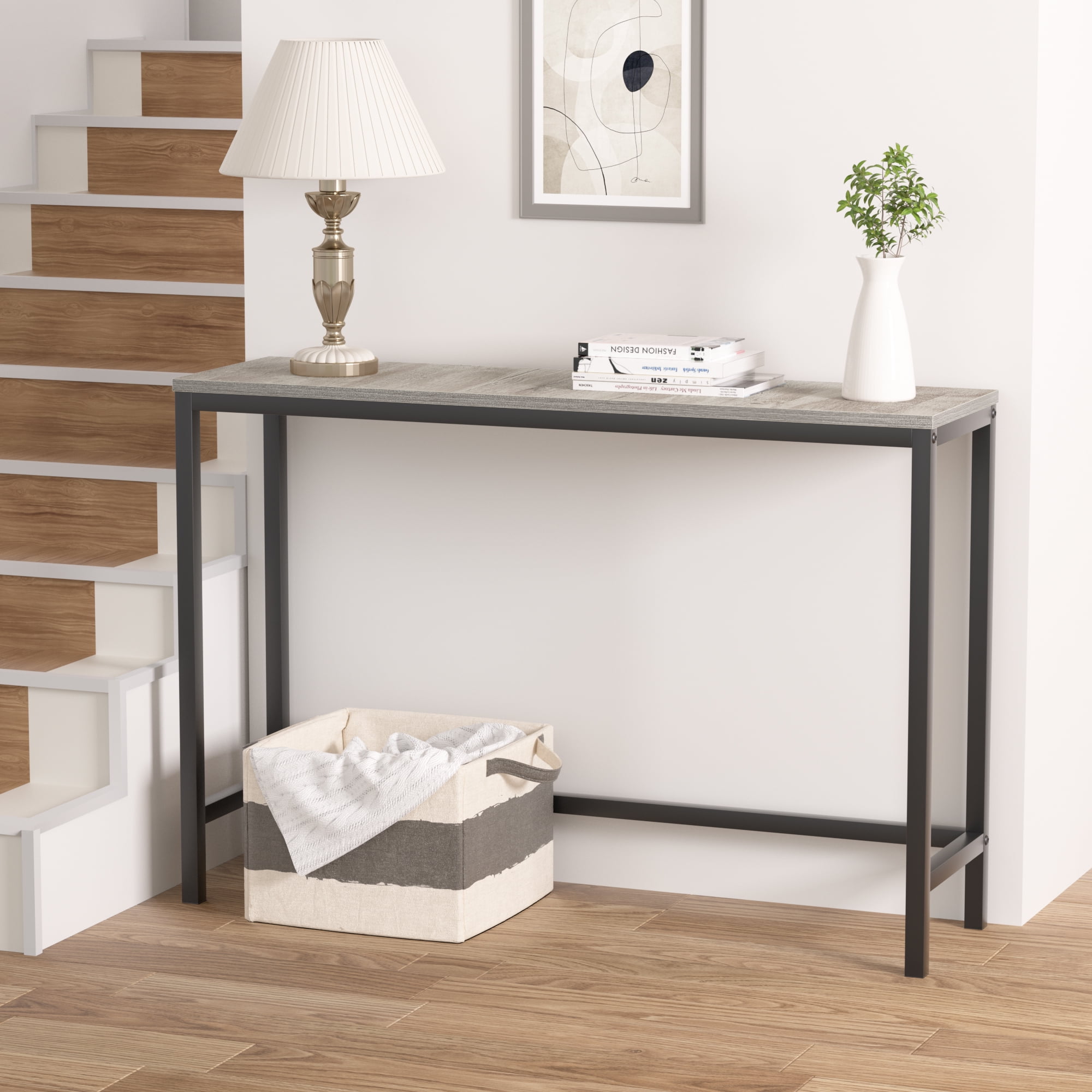 TY Arts & Culture 41.5" Wood Console Table with Sturdy Metal Frame for ...