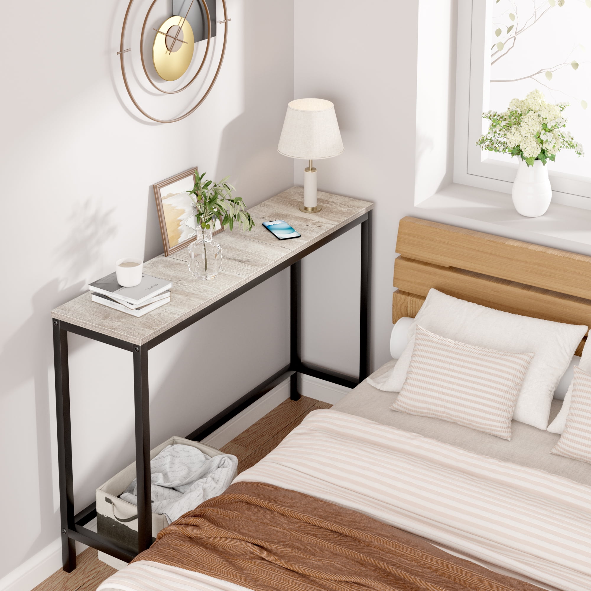 TY Arts & Culture 41.5" Wood Console Table with Sturdy Metal Frame for ...