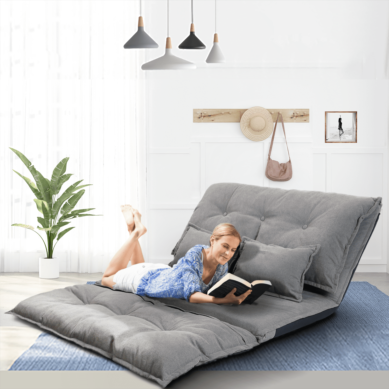 TY Arts & Culture Adjustable Seating Folding Sofa Bed with 2 Pillows ...