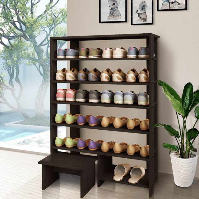 TY Arts & Culture Farmhouse 6 Tier Wood Shoe Rack Holds up to 25 Pairs ...
