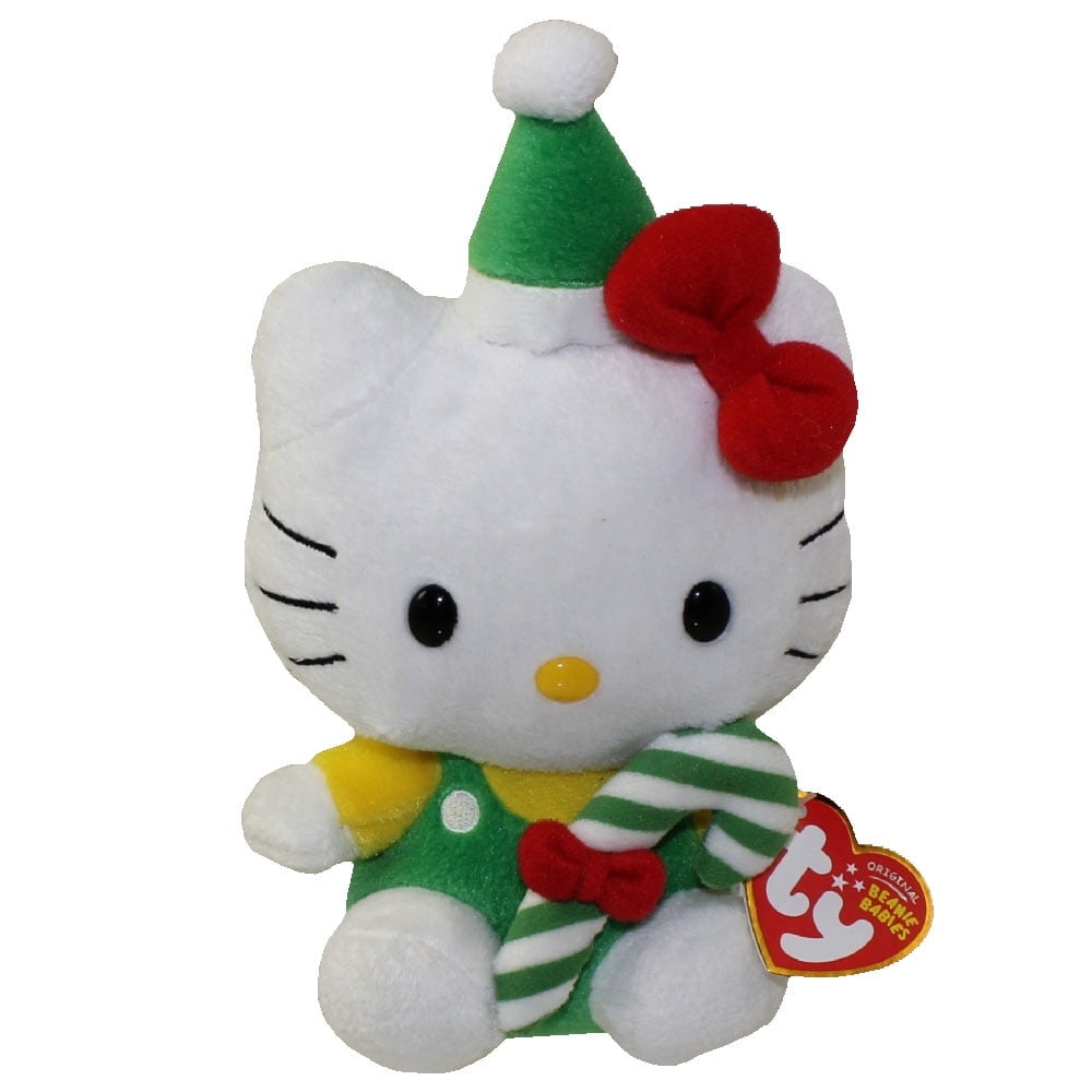 TY Beanie Babies - HELLO KITTY ELF ( GREEN CANDY CANE) (6" Plush)(BONUS ...
