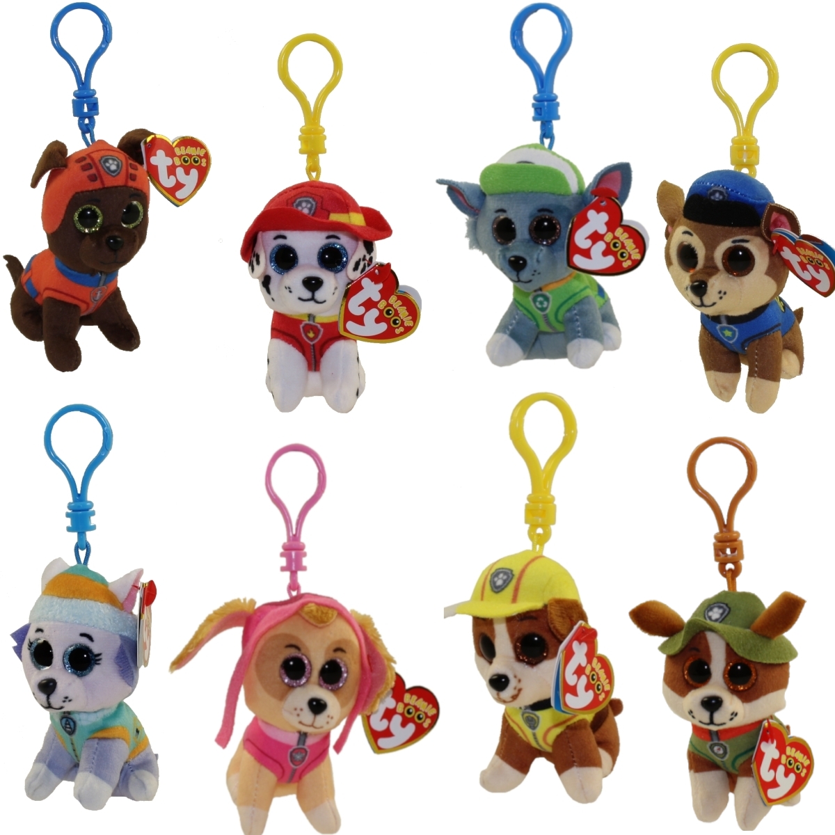 TY Beanie Babies - Paw Patrol - SET of 8 ( Plastic Key Clips ) (4 inch ...