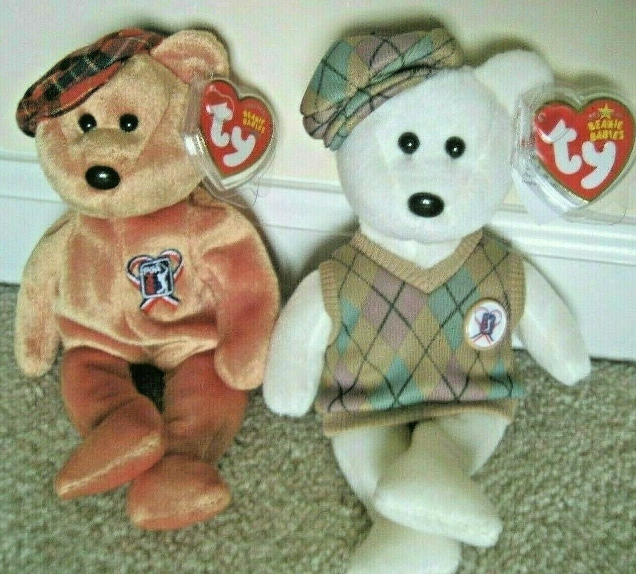 TY Beanie Babies - Set Of Two PGA BEARS CHARI TEE & TOUR TEDDY (New ...