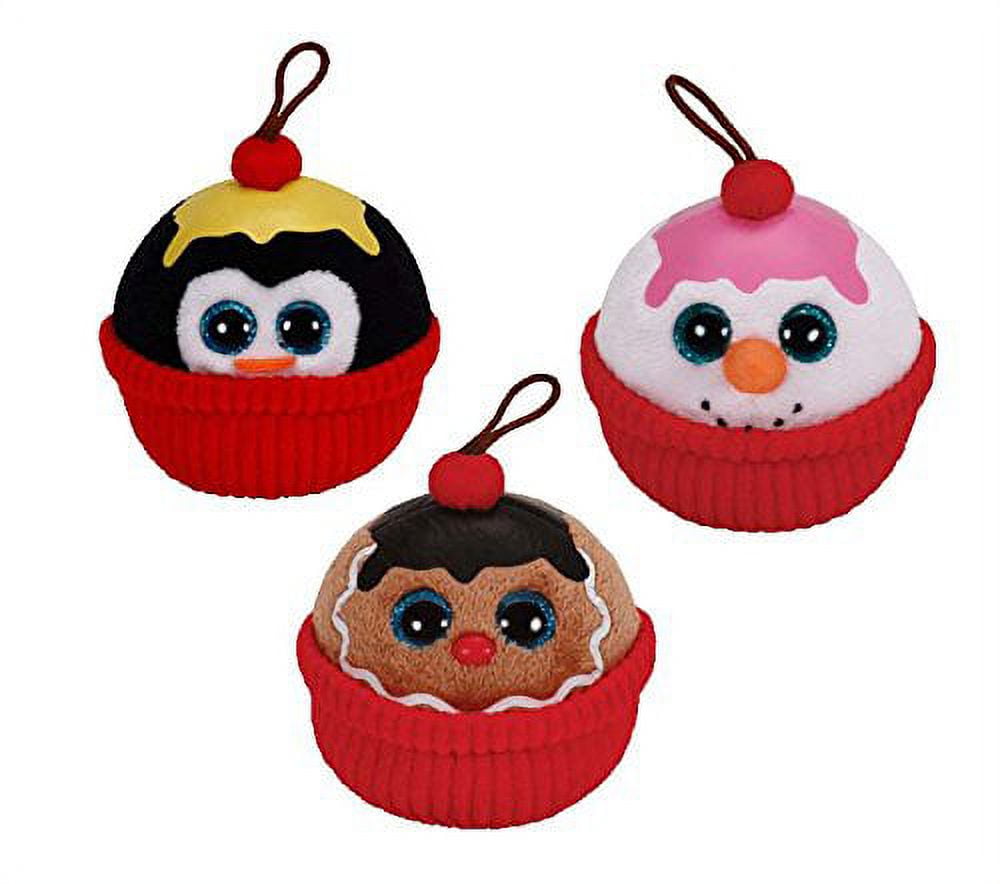 TY Beanie Baby 2014 Plush Ornament Set of (3)Flakes the Snowman, Coco ...