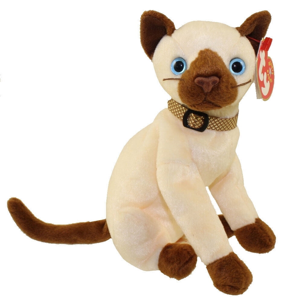 TY Beanie Baby - SIAM the Siamese Cat (7" Plush)(BONUS 1 FUN CHOPS & TY ...