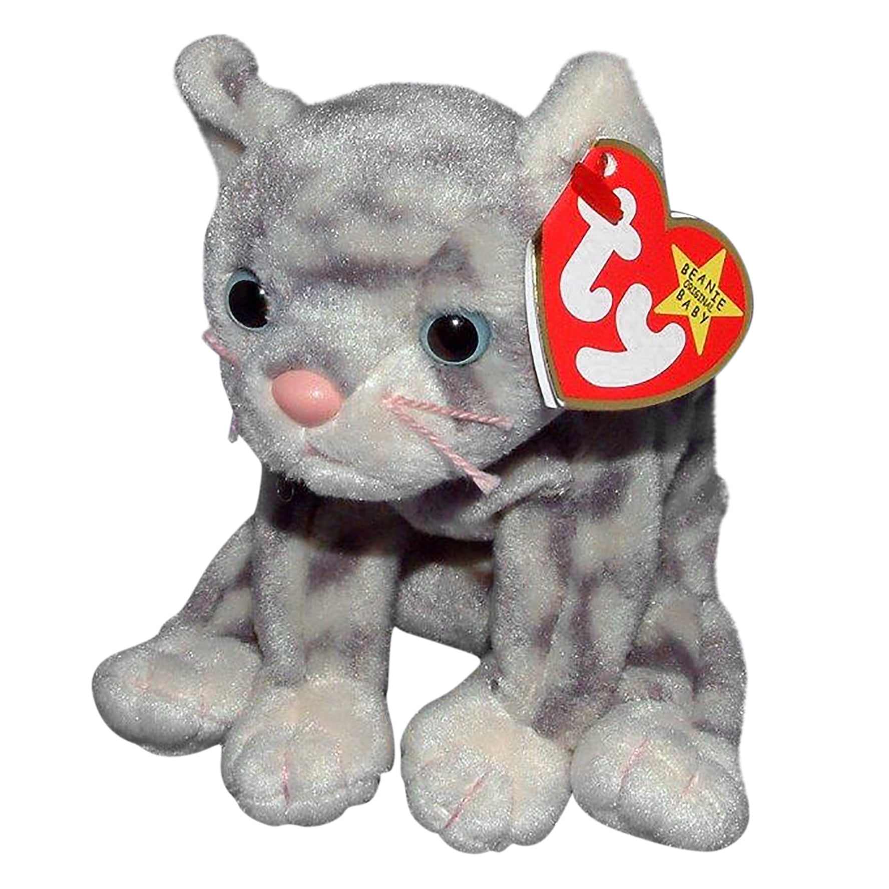 TY Beanie Baby - SILVER the Cat (5.5" Plush)(BONUS ONE RANDOM TY ERASER ...