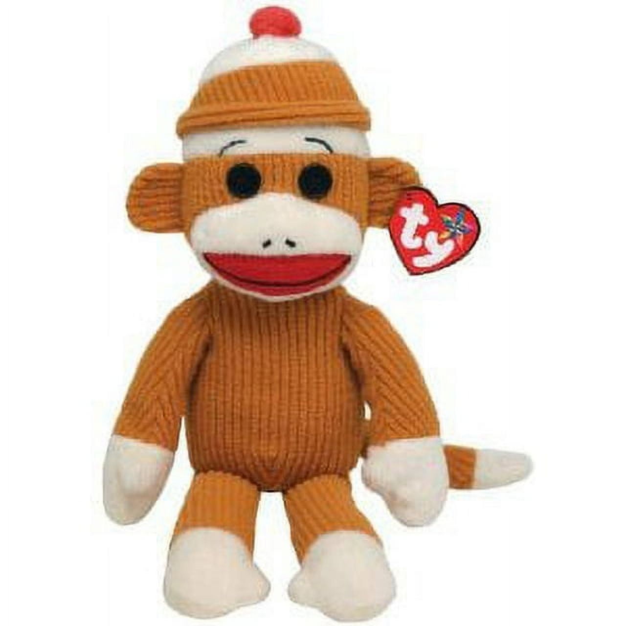 TY Beanie Baby - SOCKS the Sock Monkey Tan Corduroy (MEDIUM 16" Plush ...