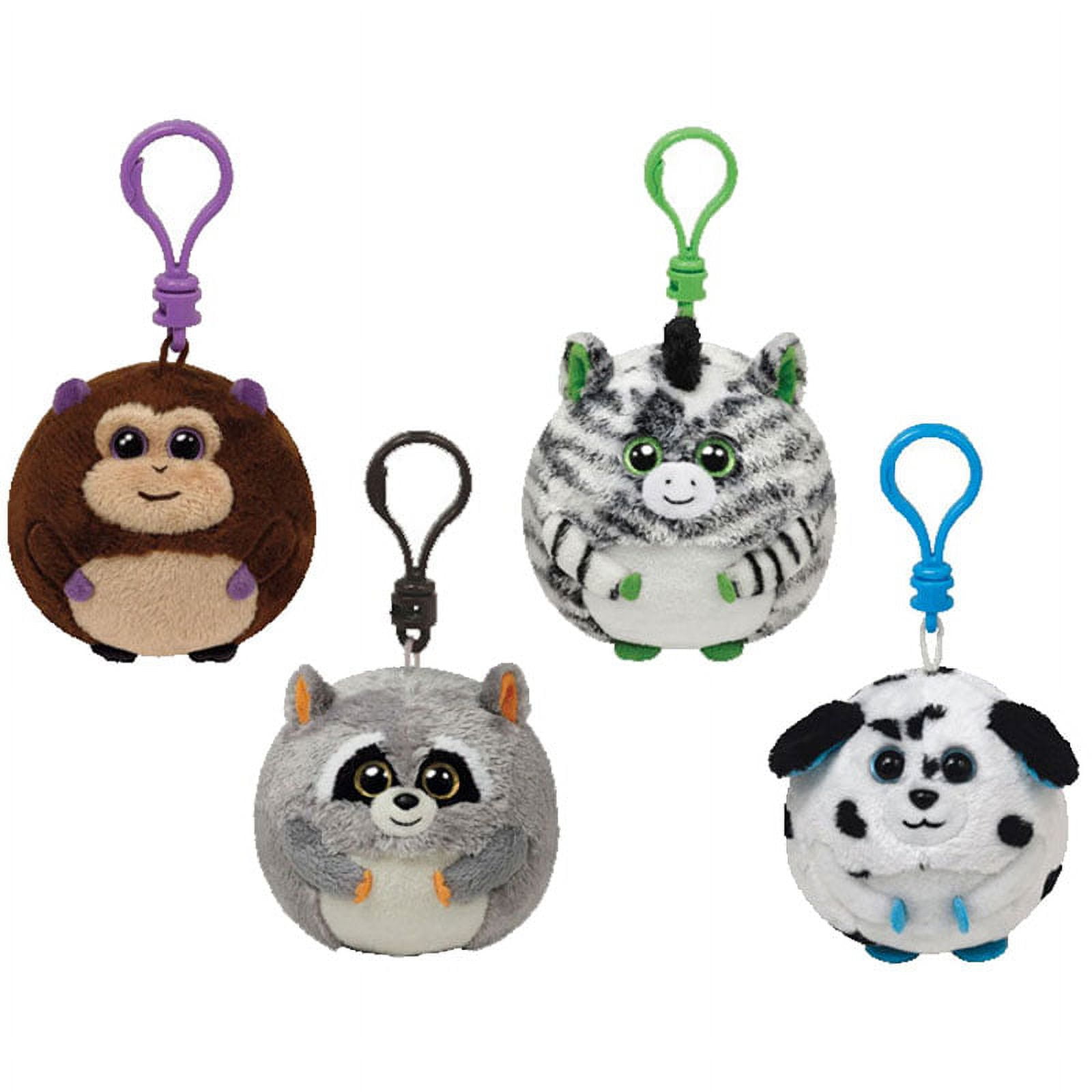 TY Beanie Ballz - Set of 4 Plastic Key Clips (Bananas, Mischief, Oasis ...
