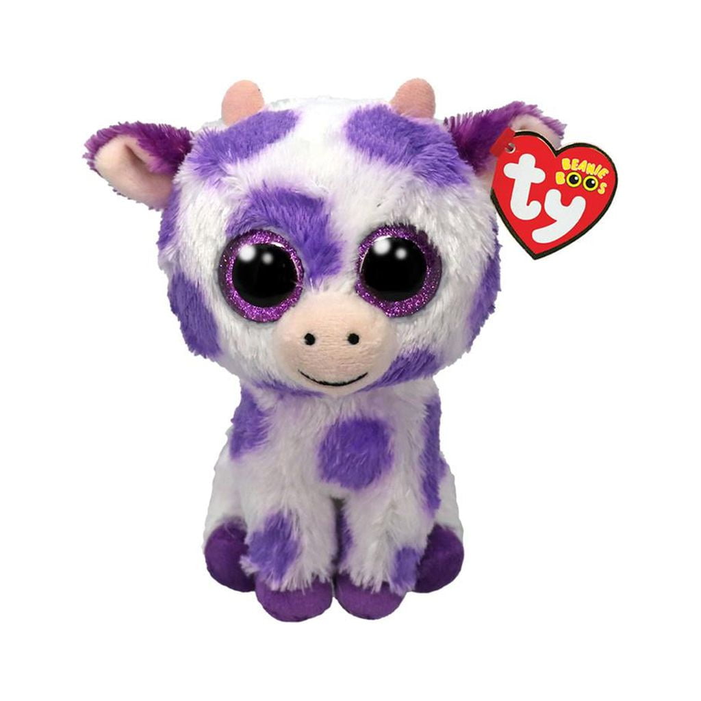TY Beanie Boos -ETHEL the Purple & White Cow (Glittery Eyes) (Regular ...