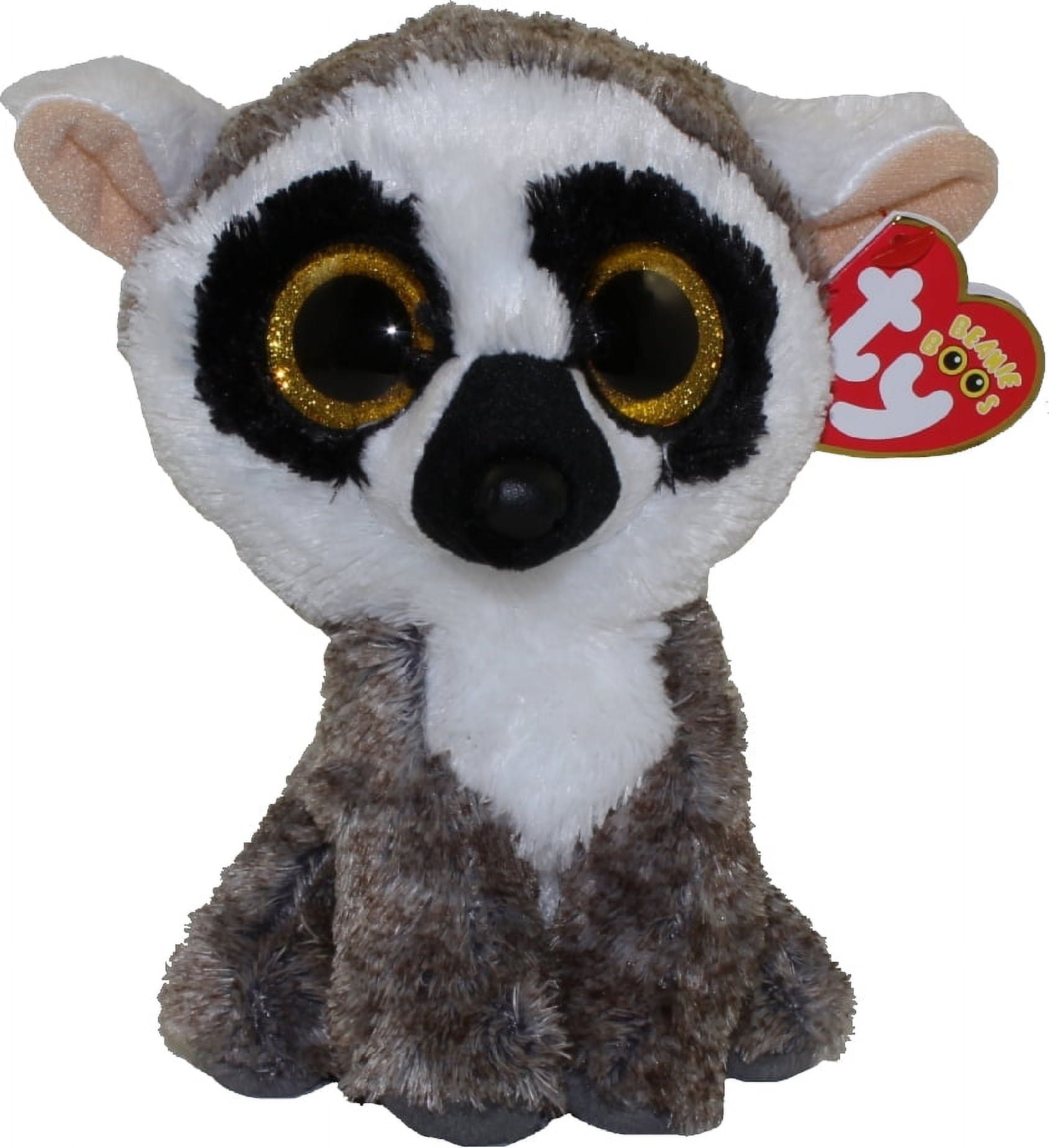 TY Beanie Boos Linus the Lemur Plush Toy with Glitter Eyes Regular Size ...