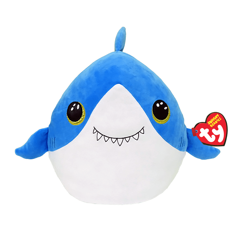 TY Beanie Squishies (Squish-A-Boos) Plush - FINSLEY the Shark (10 inch ...