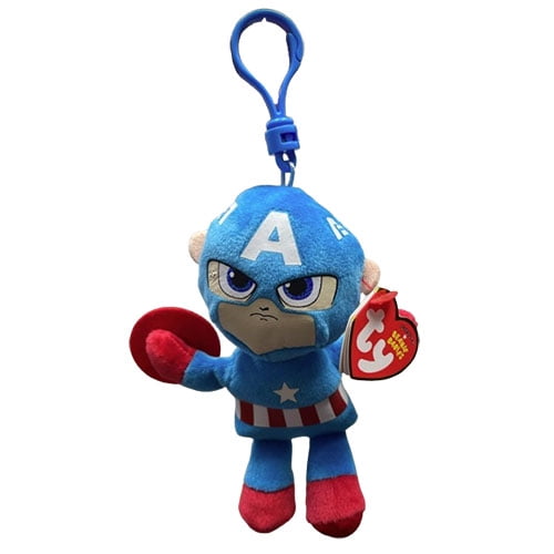 TY Marvel Beanie Baby Clip - CAPTAIN AMERICA (Plastic Key Clip - 4 inch ...