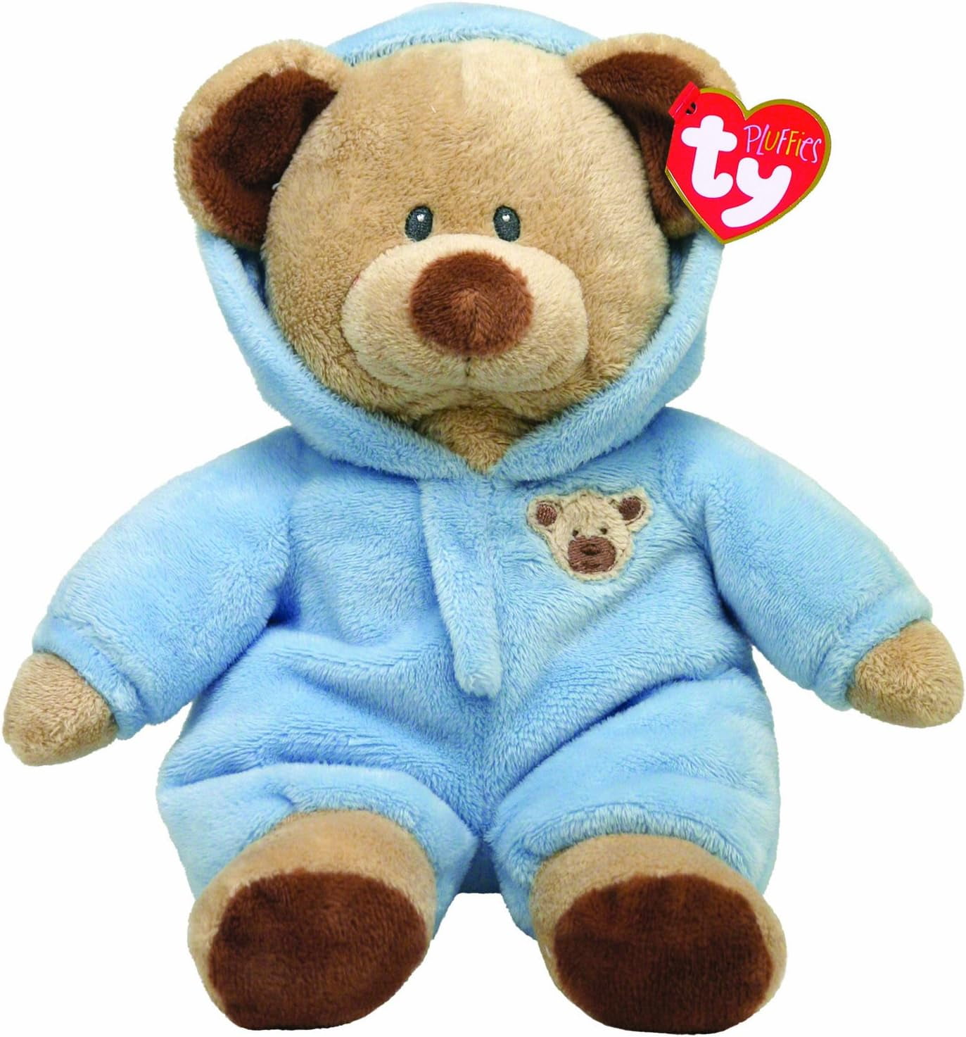 TY Pluffies - PJ BEAR BLUE (With Hooded PJ's - 10.5" Plush) (BONUS ONE ...