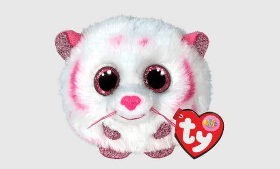 TY Puffies Beanie Balls Plush Tabor the Pink and White Tiger ...