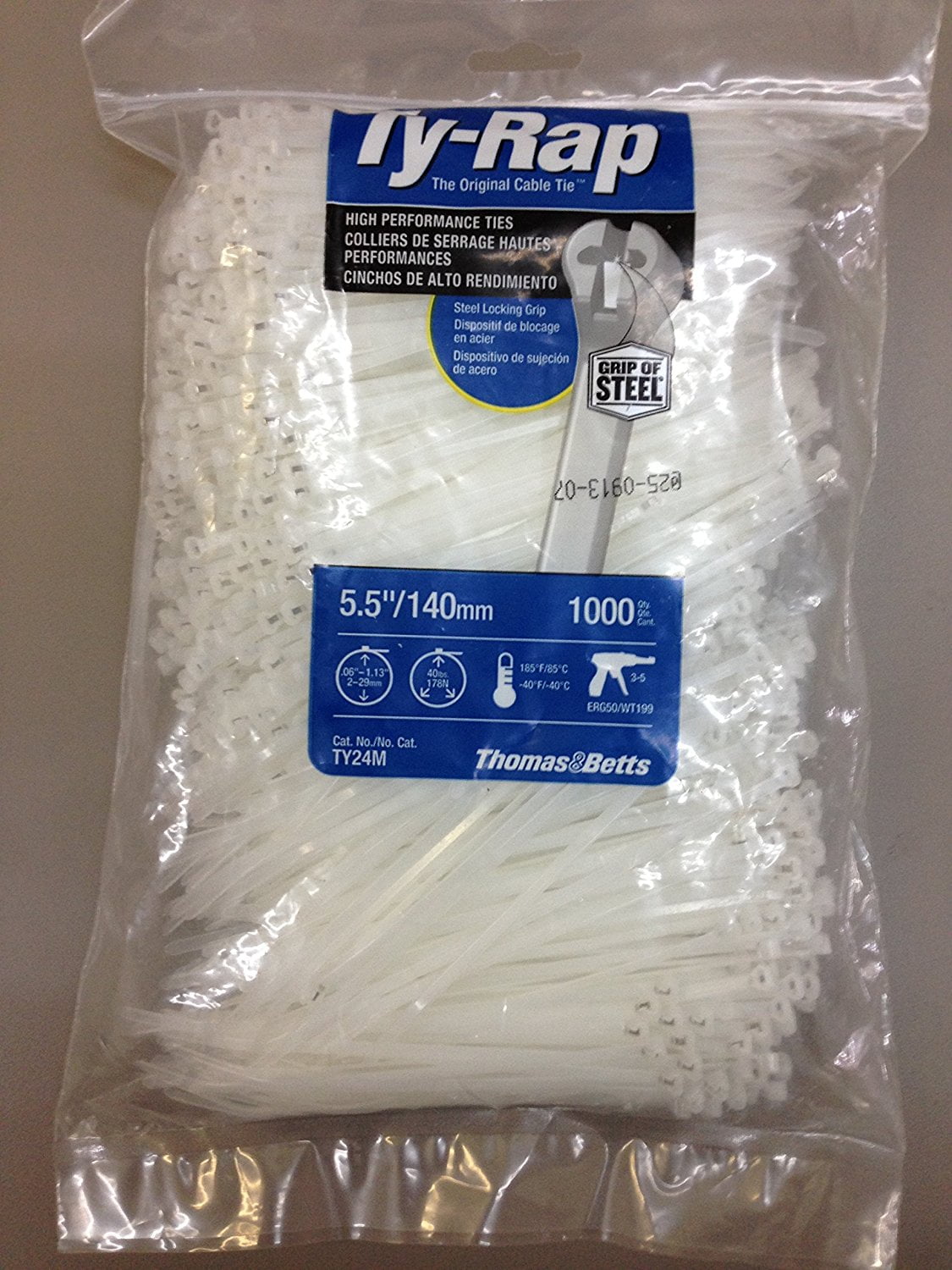 TY24M Cable Tie 30lb 5.5" Natural Nylon with Stainless Steel Locking ...