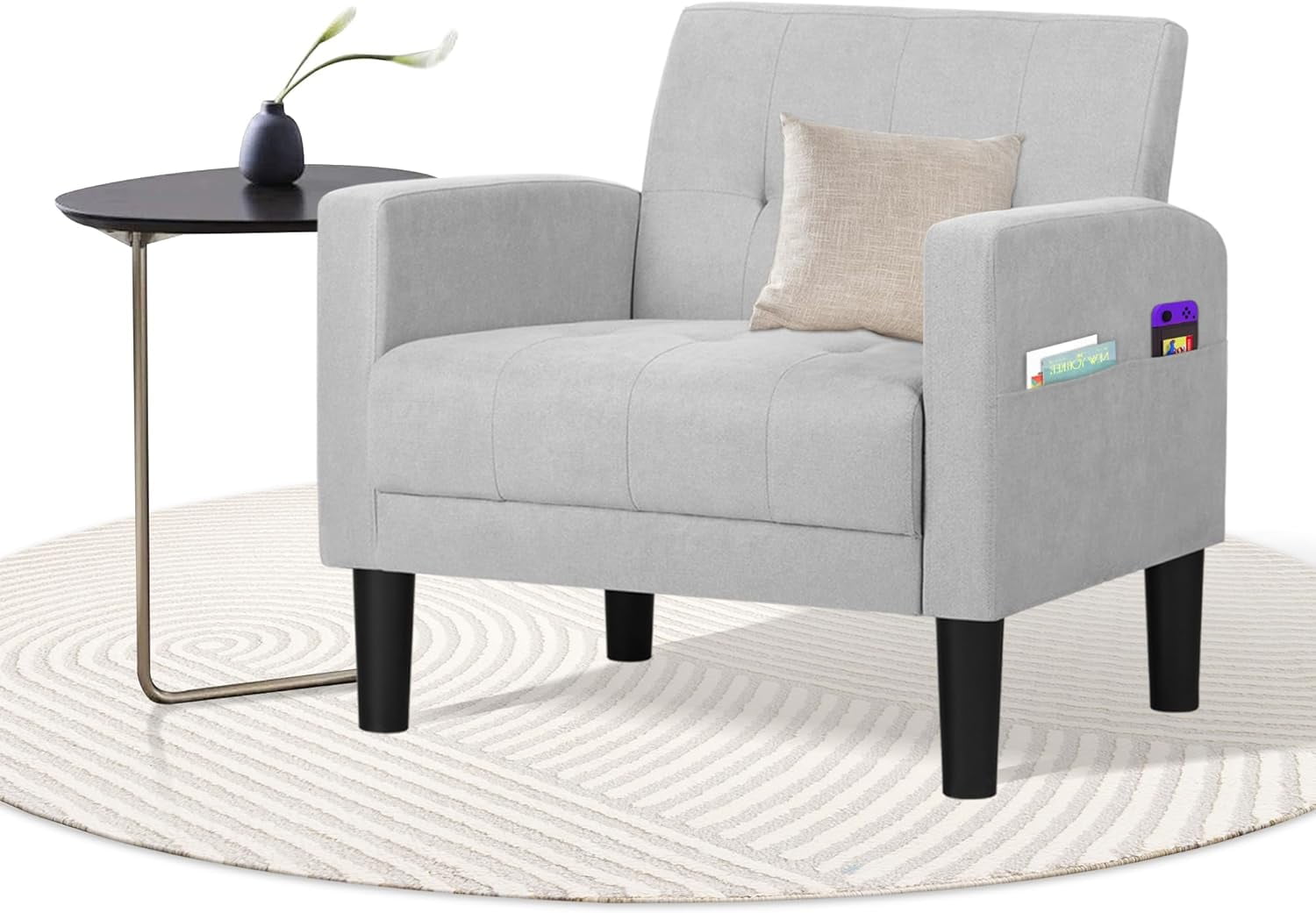 TYBOATLE Accent Chair Living Room Chairs Cozy Tufted Mid Century Modern ...