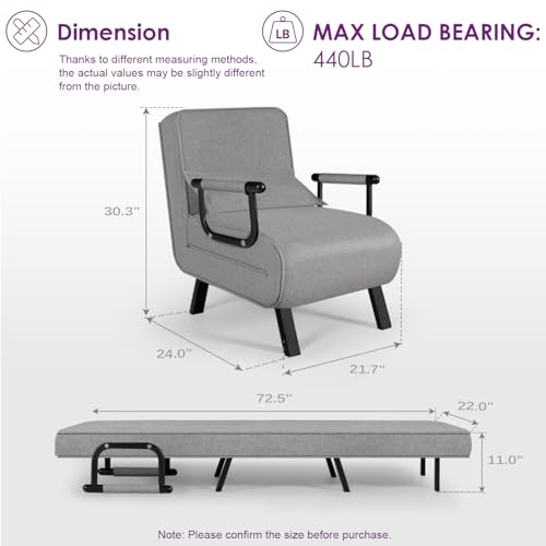 TYBOATLE Folding Chair Bed, Comfy Convertible Sleeper Sofa, 5 in 1 ...