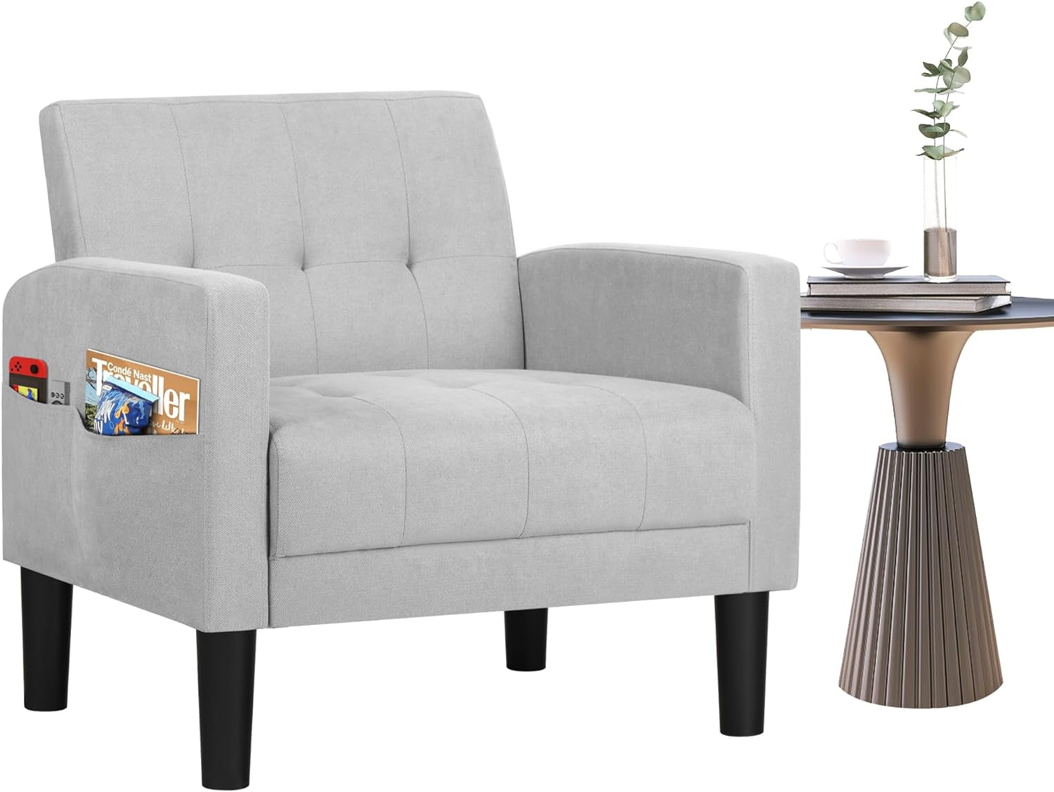 TYBOATLE Mid-Century Upholstered Tufted Accent Living Room Armchairs ...