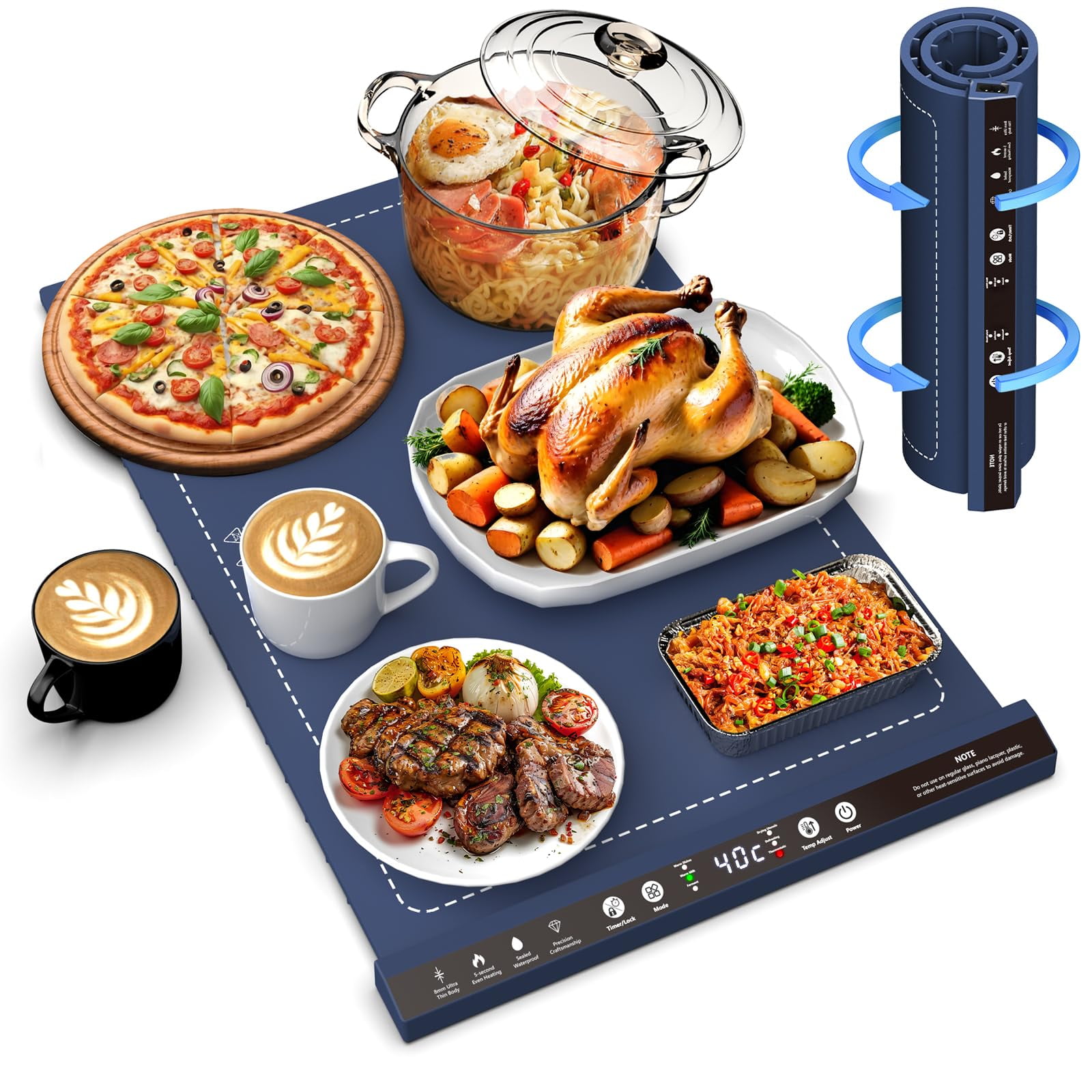 TYEMUI Silicone Heating Mat, 22.5"x15.4" Electric Food Warming Tray ...