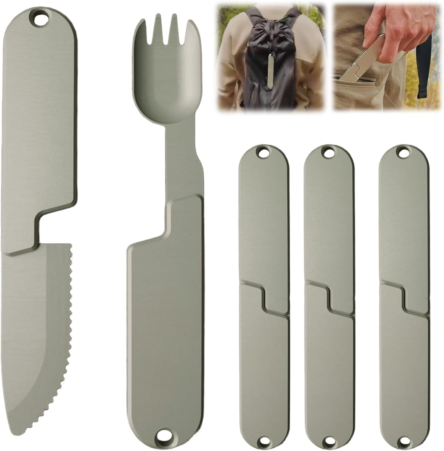 TYFLEI 2 in 1 Camping Eating Utensils Set, Reusable Camping Utensils ...