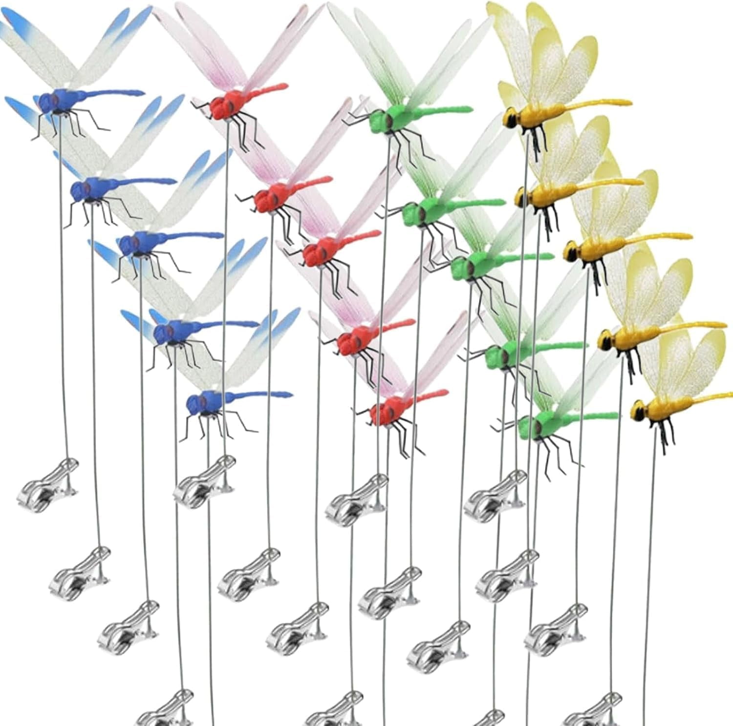 TYFLEI [24-Piece] 3D Dragonfly Clips | Outdoor Fake Dragon Fly Rod Clip ...