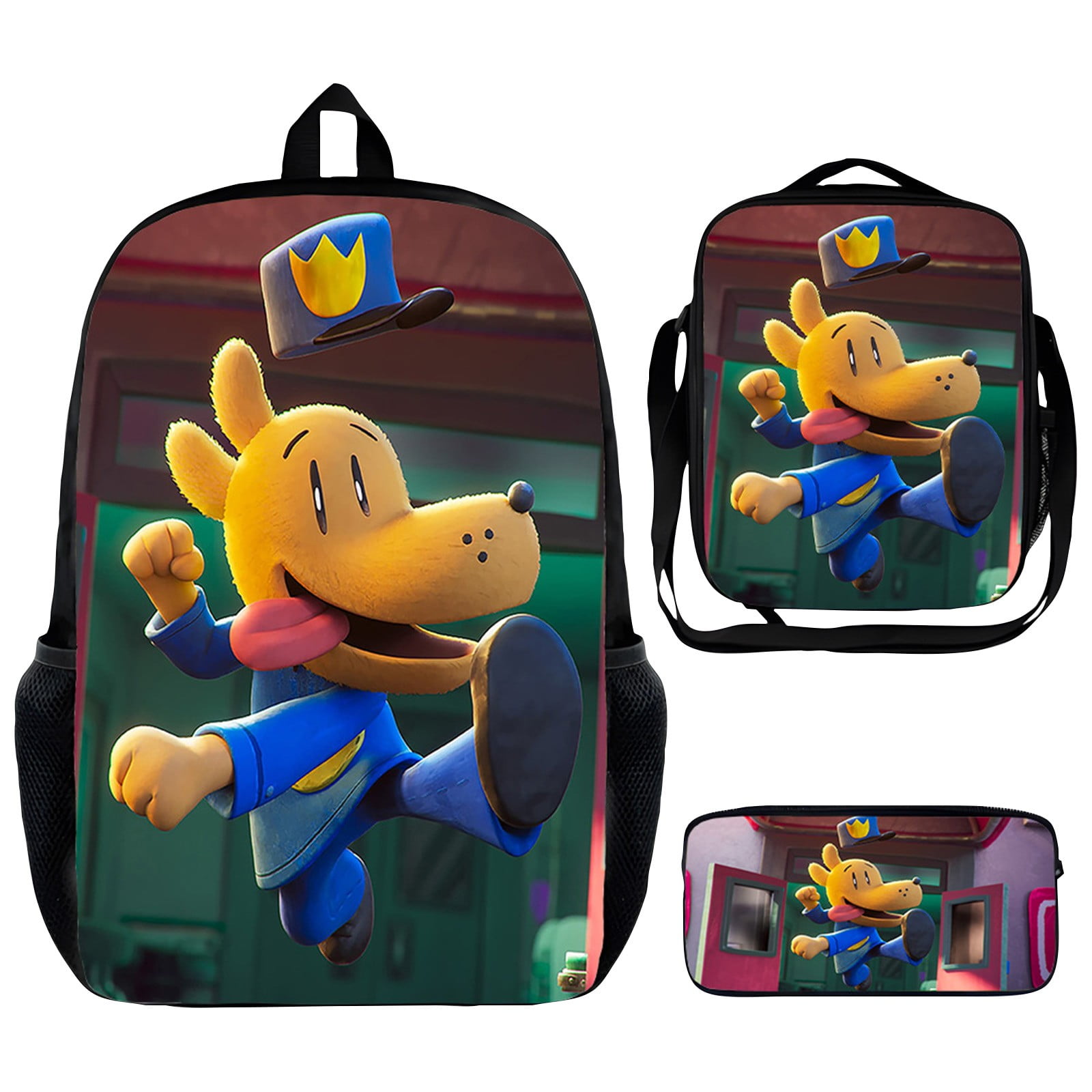 LIUUWSH 3 Pcs Cute Dog Man Backpack Cartoon Series Dogman Back Pack for ...