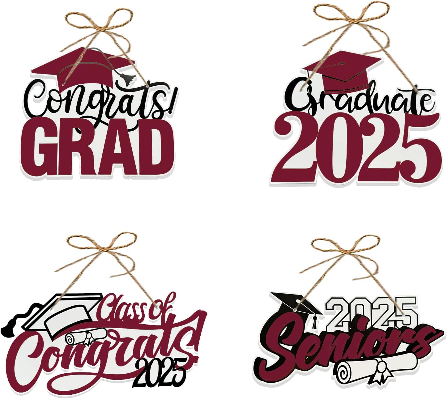 TYFLEI 4 Pieces Class of 2025 Graduation Hanging Ornaments, Red ...