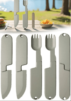 TYFLEI Camping Eating Utensils Set, Respectivem 2 in 1 Camping Eating ...
