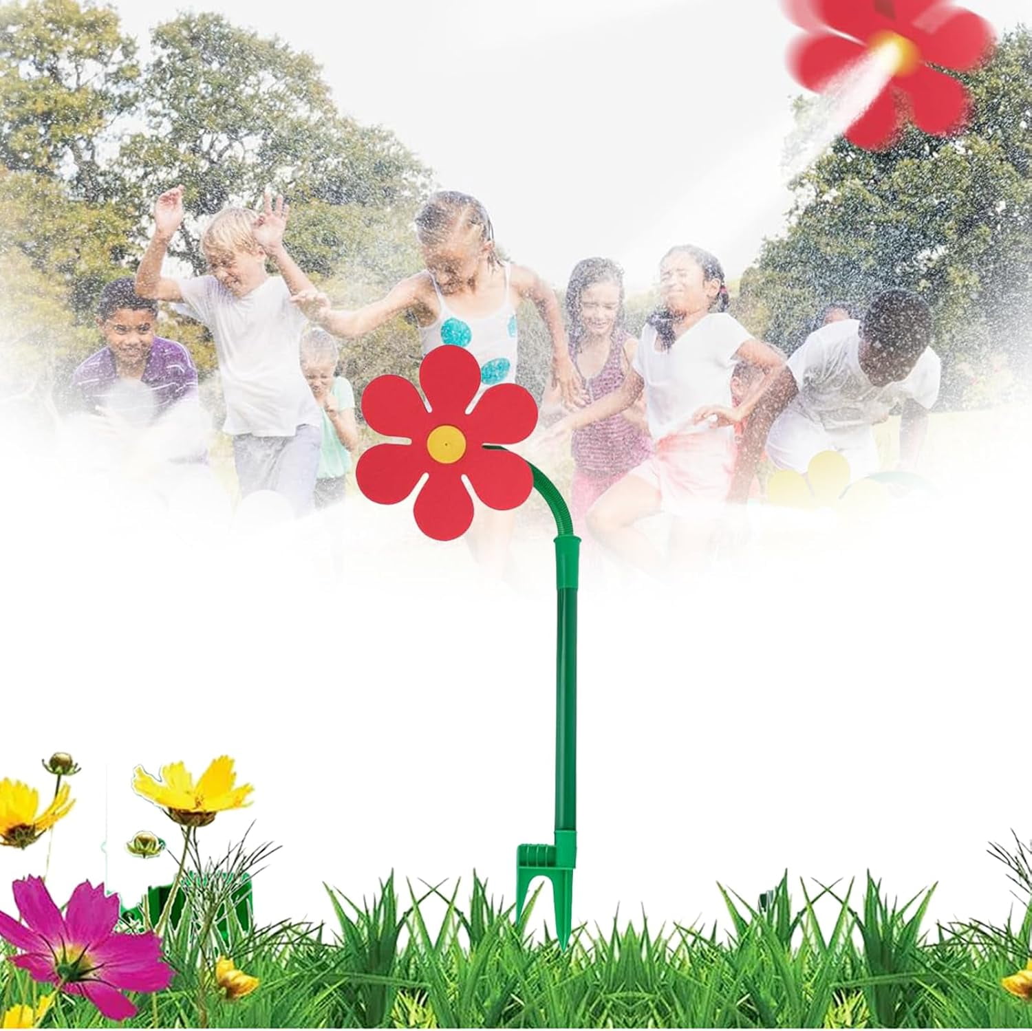TYFLEI Crazy Sprinkler,360°Funny Sun Flower Dancing Daisy Lawn ...