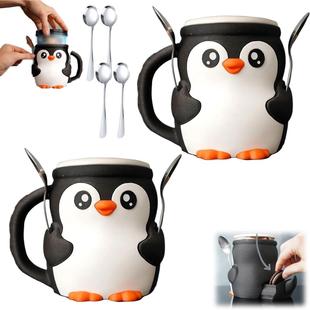 TYFLEI The Penguin Ice Cream Holder, Cute Penguin Ice Cream Pint Holder ...