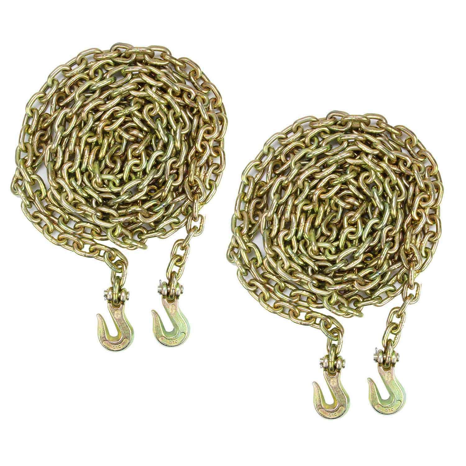 TYFYB 2 PCS Grade 70 Tie Down Binder Chain 5/16 Inch x 10 Feets Transport Tow Chain J Hook Long ...