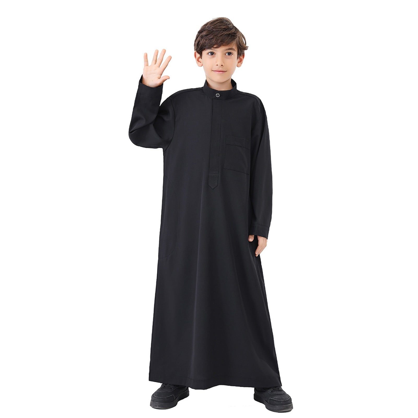 TYGHBN Arabic Thobe Thobe Long Sleeve Kaftan Crew Robe National Teenage ...
