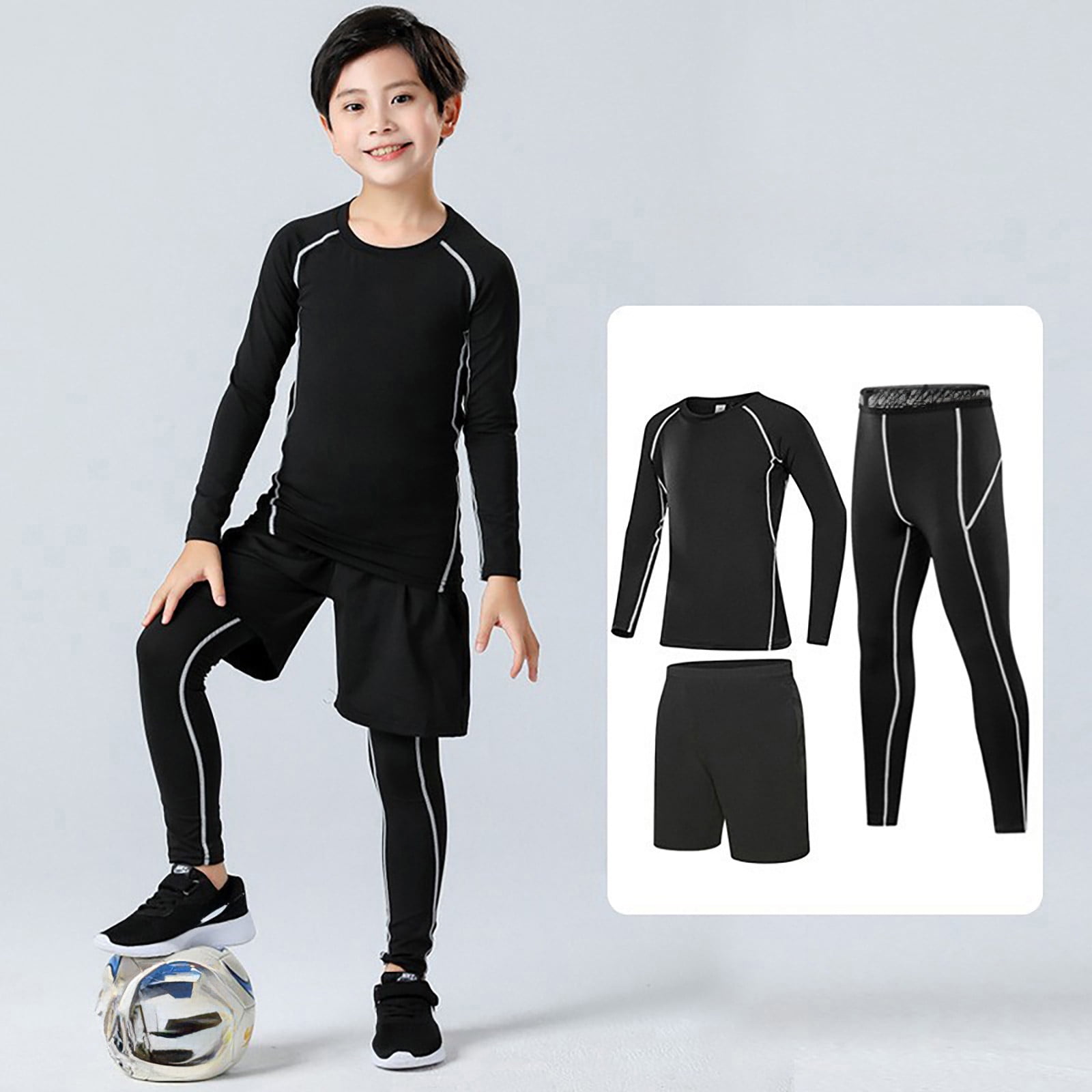 TYGHBN Boys Girls Base Layer Athletic Compression Leggings and Shirts ...