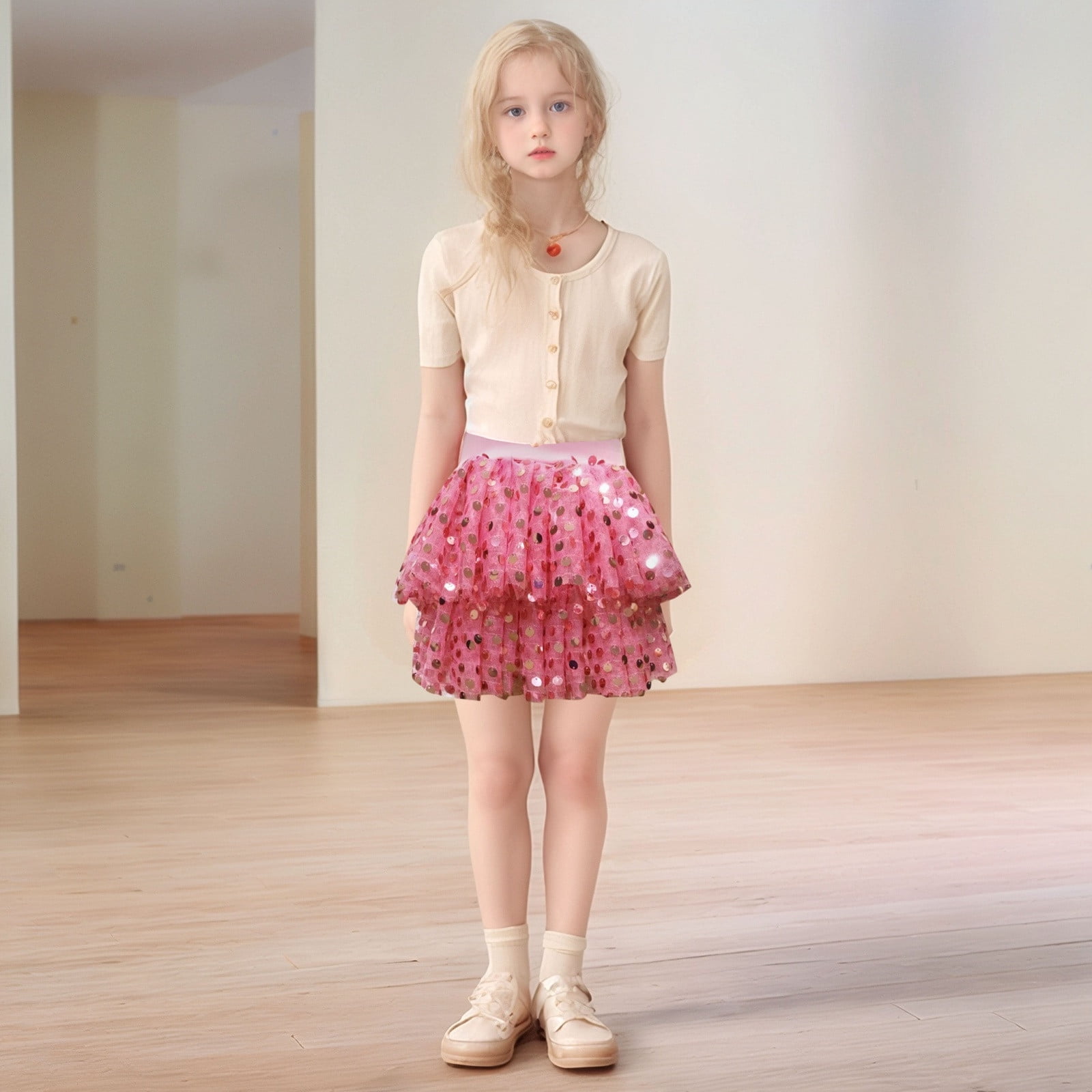 TYGHBN Children Primary School Girls Mesh Cloth Sequin Skirt Short ...