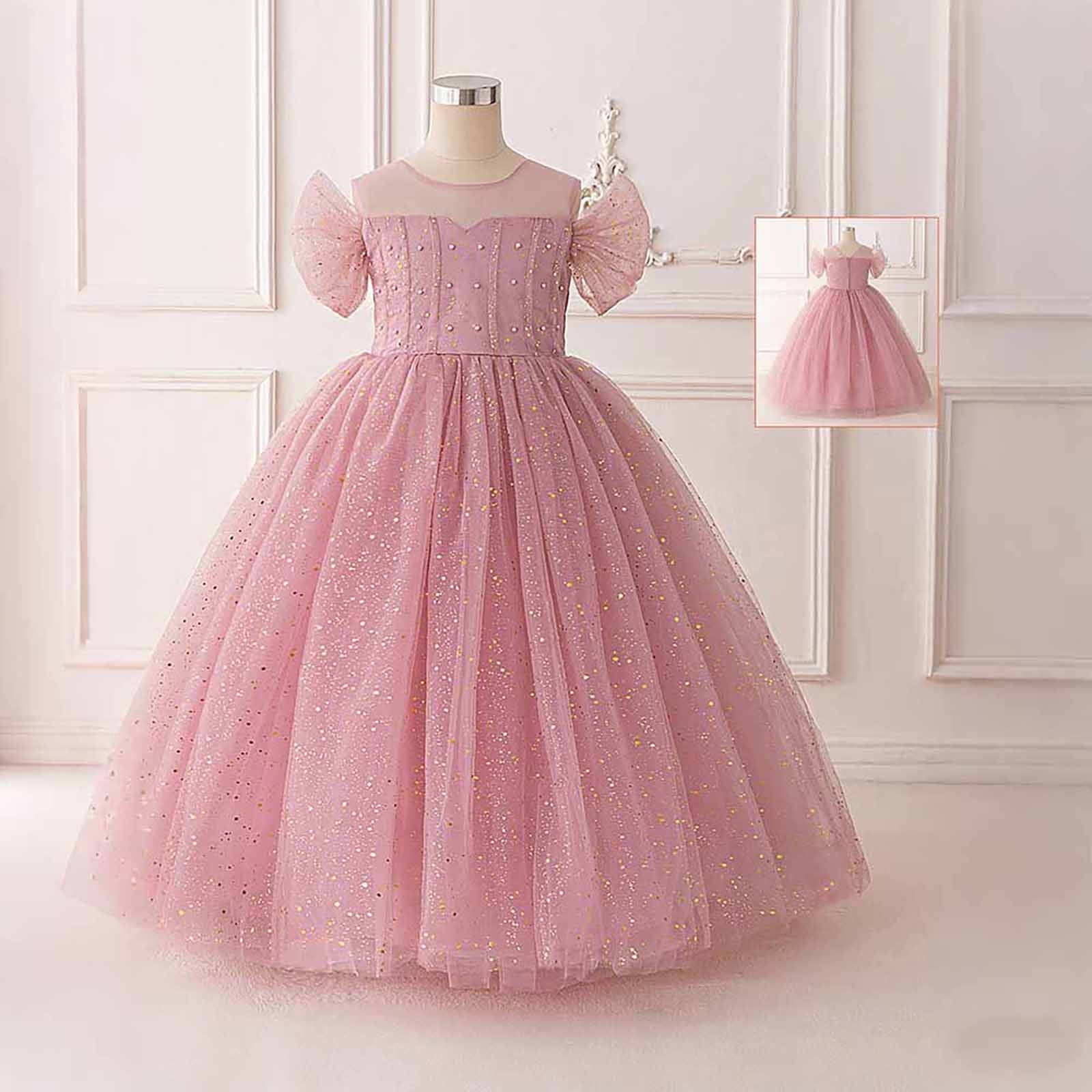 TYGHBN Girls Dresses Party Gown Beaded Puffy Dress for Kids Birthday ...