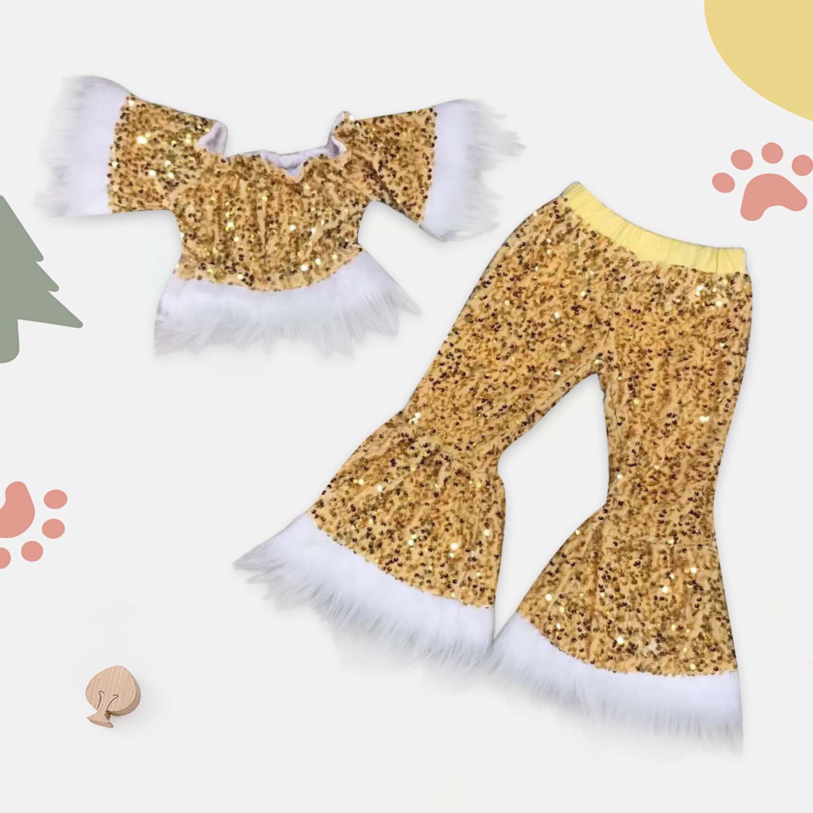 TYGHBN Girls' Sequin Suit Pageant 1PC Top +1PC Glitter Birthday Party ...