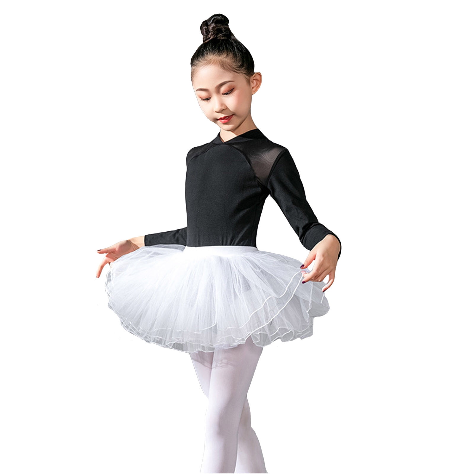 TYGHBN Kid Girls Ballet Dance Dress Lace Long Sleeve Leotards with ...