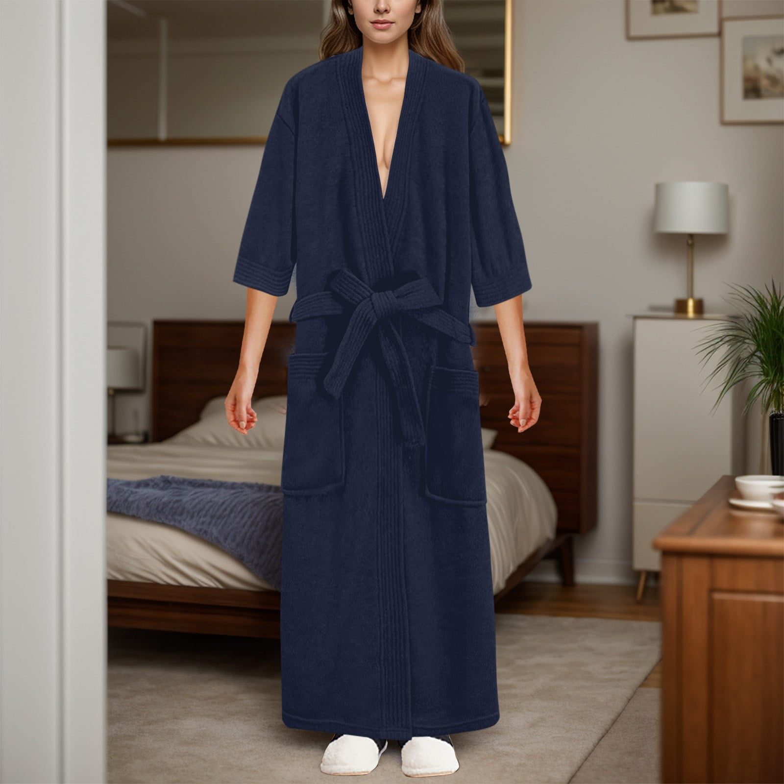 TYGHBN Ladies Absorbent Quick Drying Short Sleeved Robe Bathrobe Womens ...
