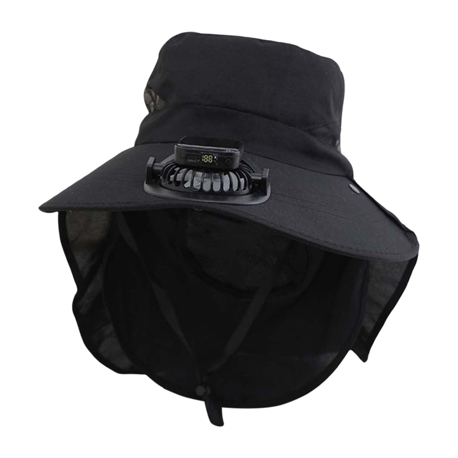 TYGHBN Solar Fan Bucket Hat for Men Women UPF50+ Sun Wide Brim Outdoor ...