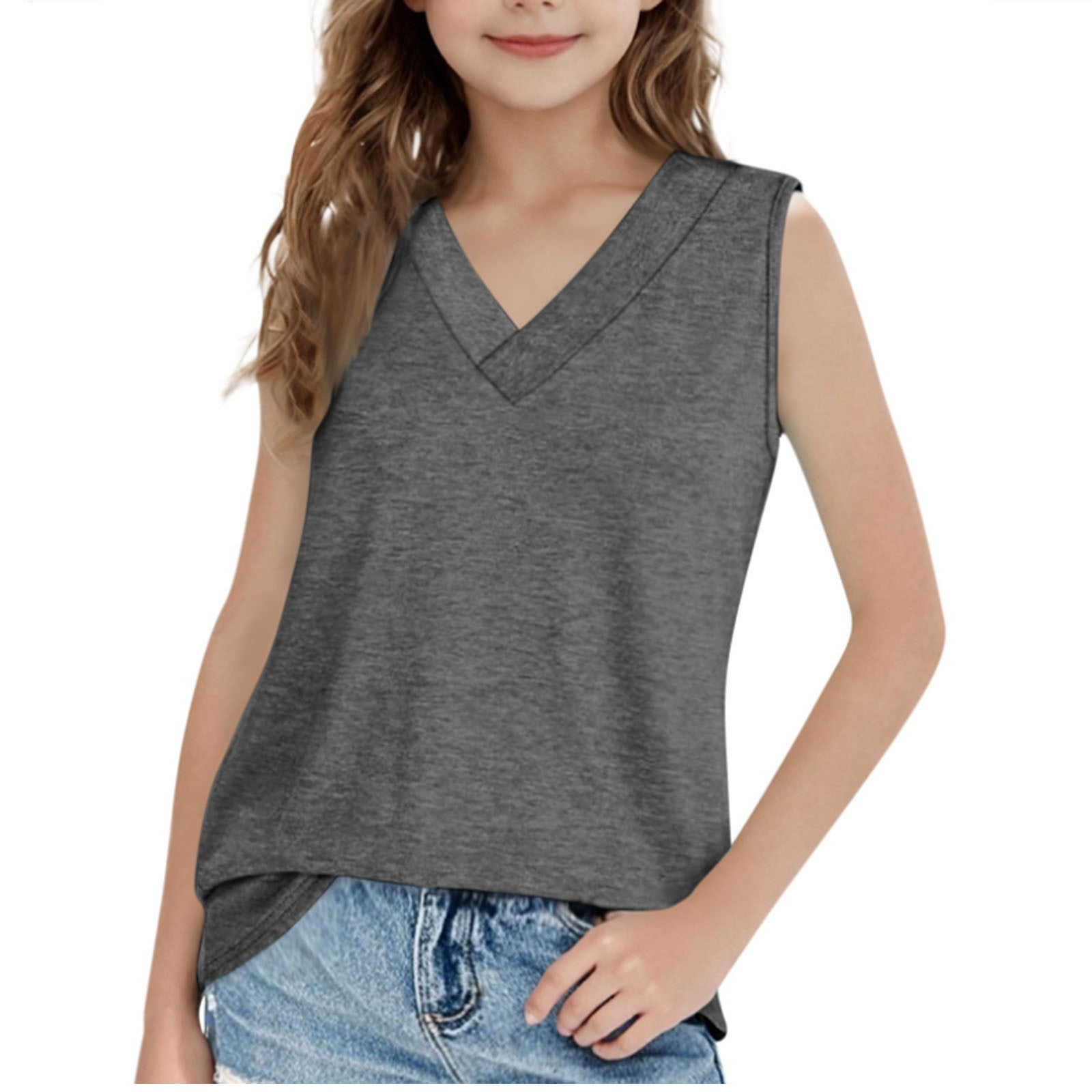 TYGHBN Tank Tops for Girl Summer V Neck T Shirts Trendy Sleeveless ...