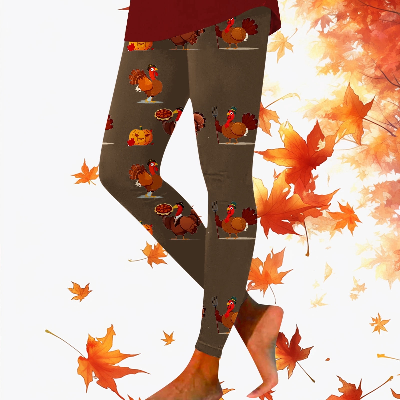 TYGHBN Thanksgiving Turkey Print High Waisted Tight Fitting Comfort ...