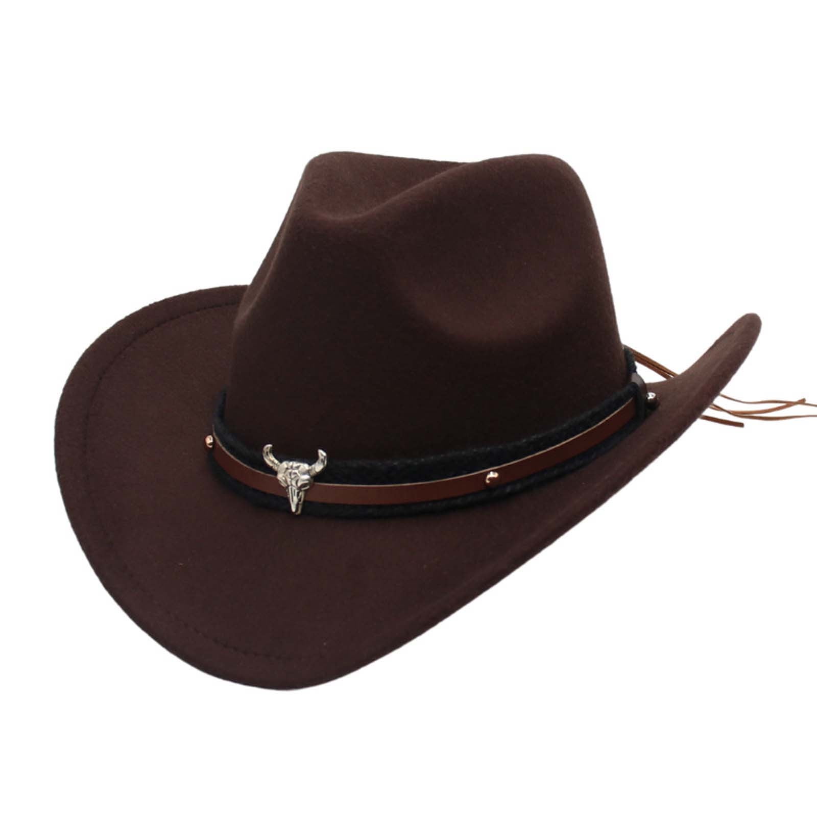 TYGHBN Western Cowboy Style Hat Jazz Bowler Hat Cow Head Decoration ...