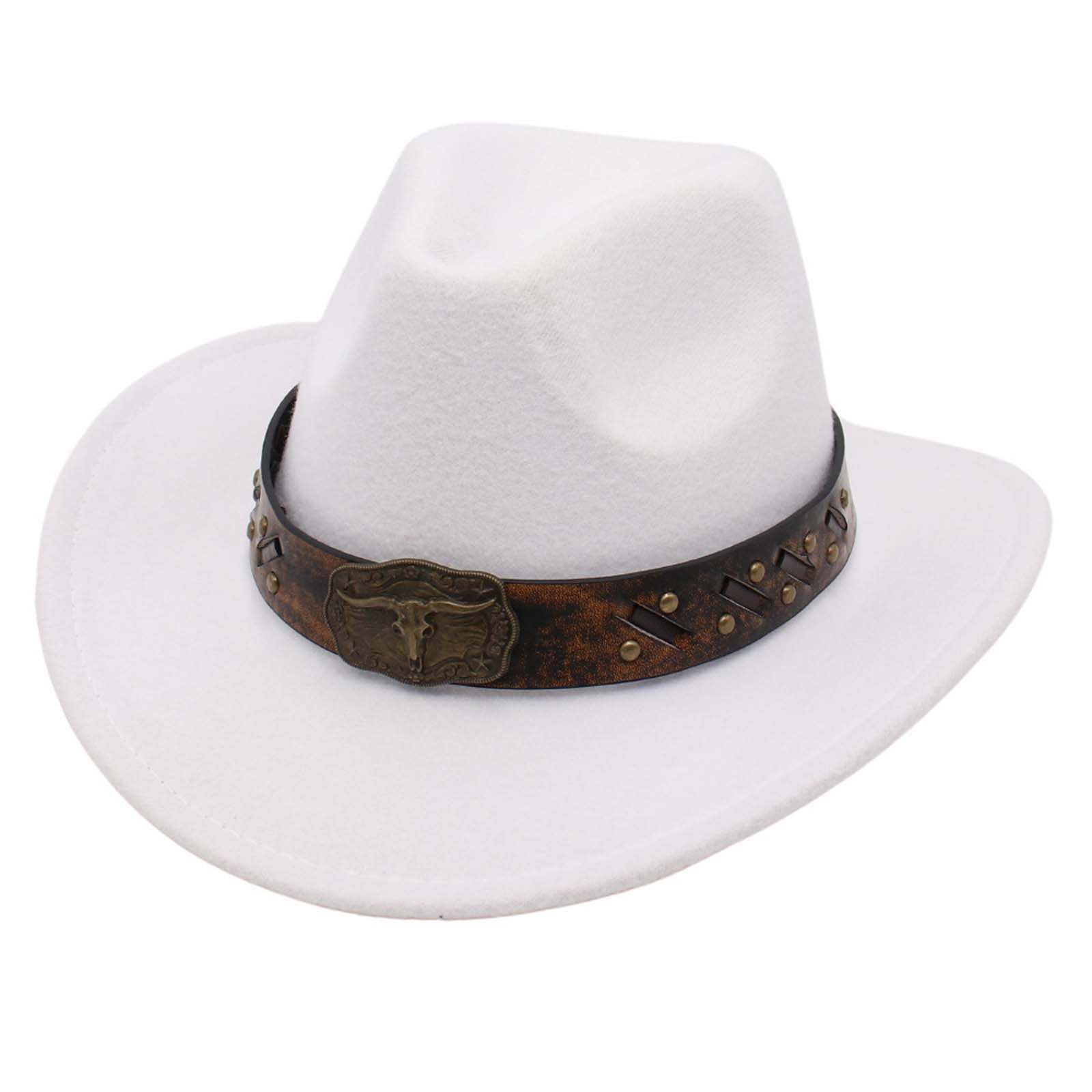 TYGHBN Western Cowboy Style Hat Jazz Bowler Hat Cow Head Decoration ...