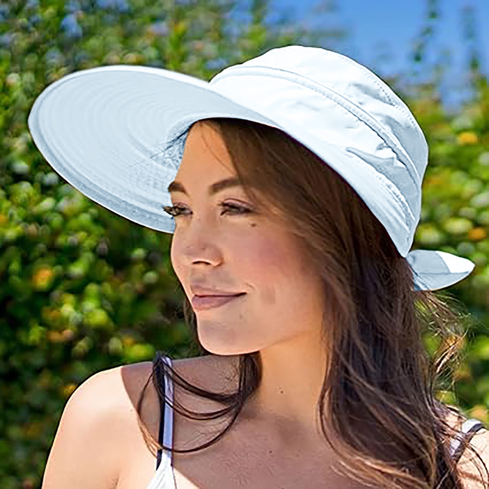 TYGHBN Wide Brim Ponytail Adjustable Beach Hat Sun Hat Engaged Floppy ...