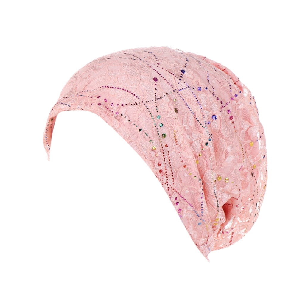 TYGHBN Women Beading Braid Lace Hat Ruffle Cancer Chemo Wrap Cap Hat ...